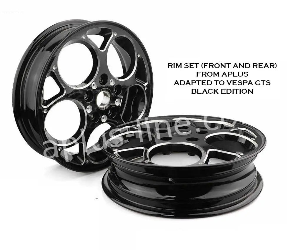CNC Rims Set Gloss Black | Vespa GTS/GTS Super/GTV/GT 60/GT/GT L ...